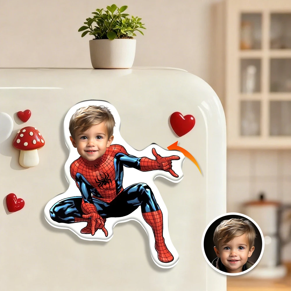 Custom Superhero Refrigerator Magnet Superboy Squatting Pose Birthday ...