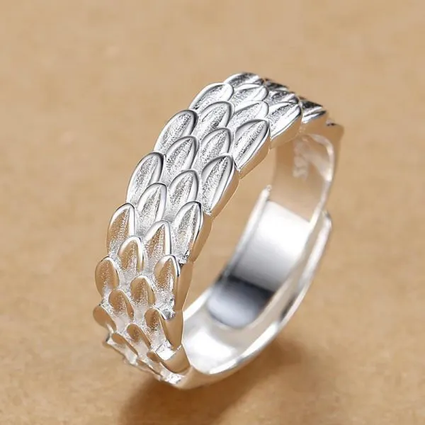 Sterling Silver Vintage Good Luck Dragon Scale Ring