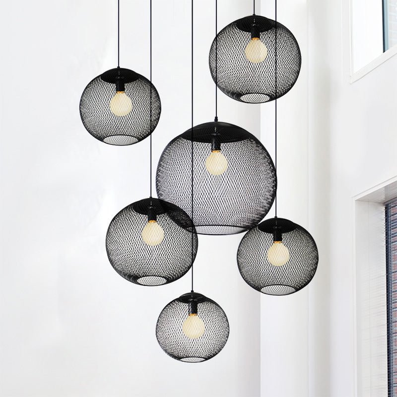 Arturest Pendant Light Black Retro Industrial Iron Net Chandelier For ...