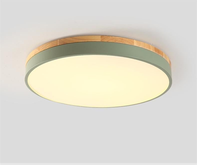 LED Ceiling Lights Round Wooden Base Modern Lamp Ironware and Acrylic ...