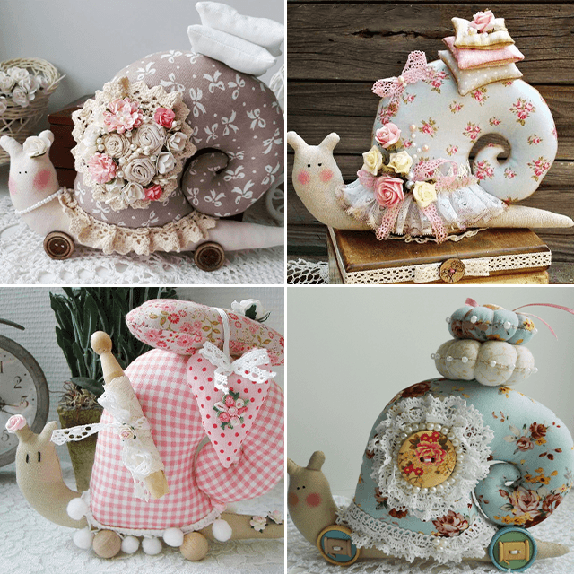 Textile Snail in Tilda Style Templates- With Instructions