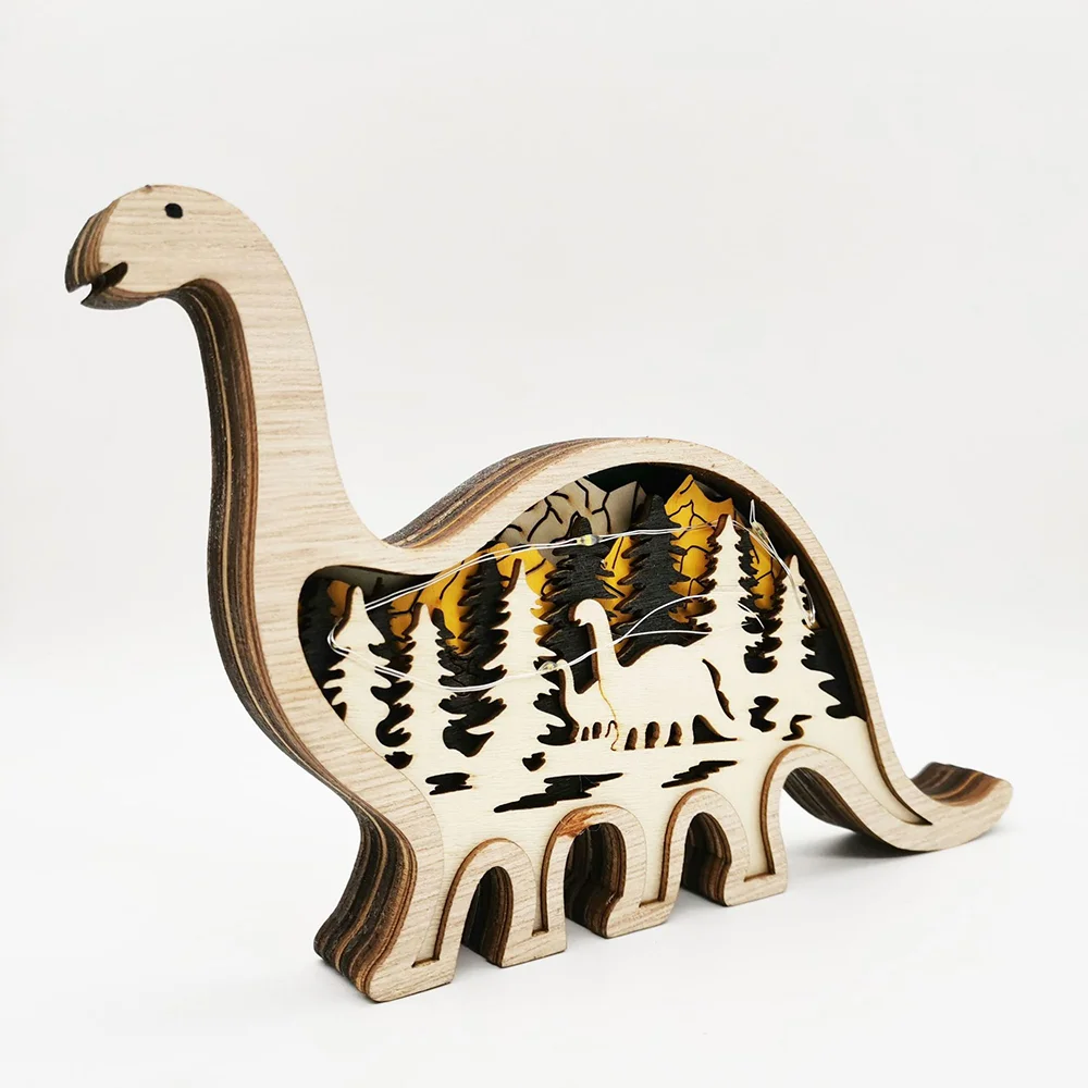 Purexcellent™ Creative forest animals cute wood carving dinosaur ...