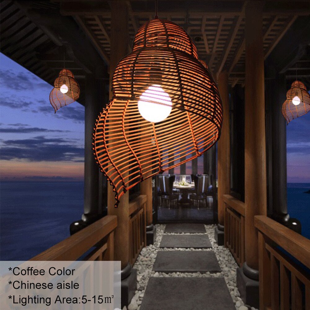 Southeast Asia Creative Pendant Lamp Sea Snail Shape E27 Wicker Lamp ...