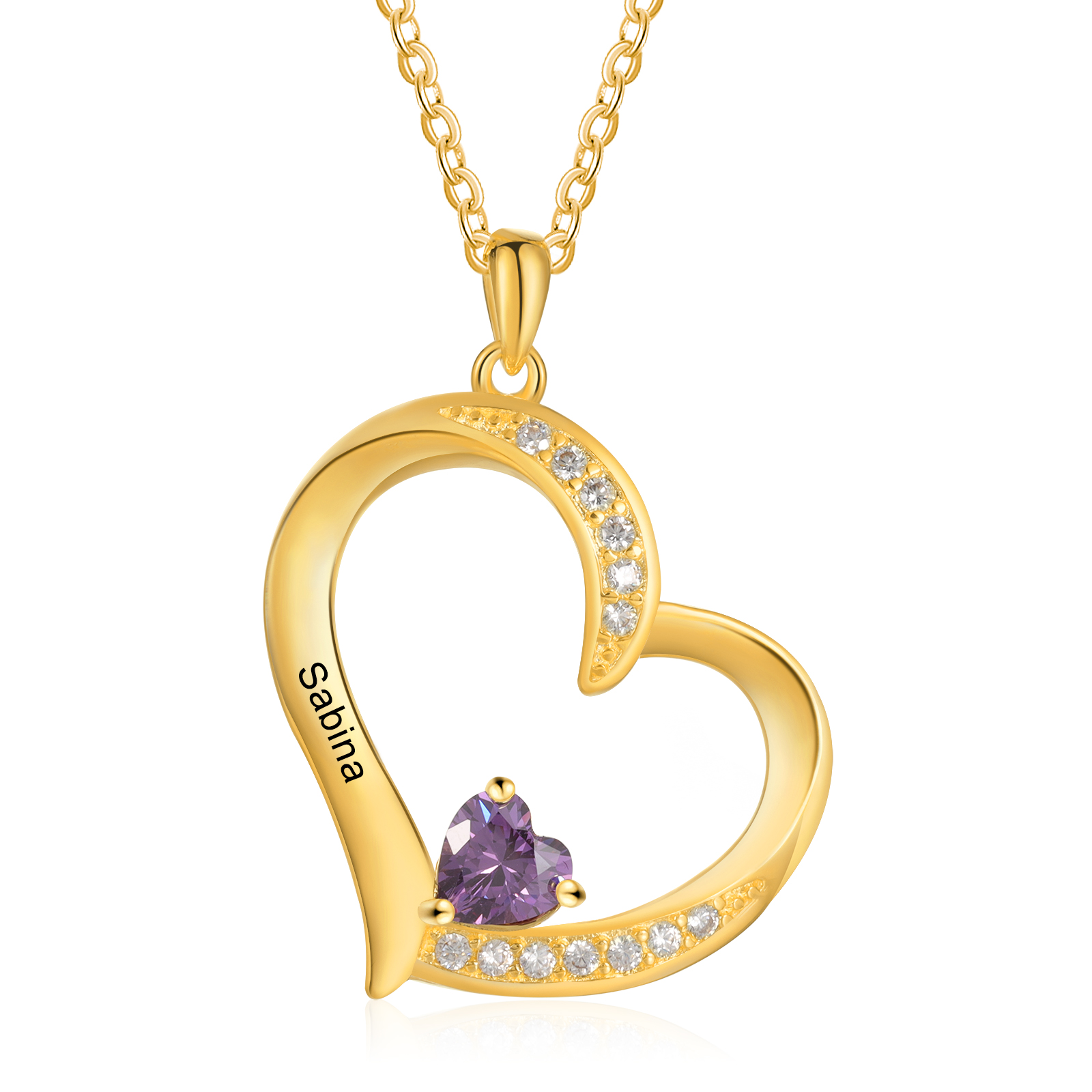 1 Name-Personalized Hearts Necklace Custom Birthstone Necklace Gifts ...