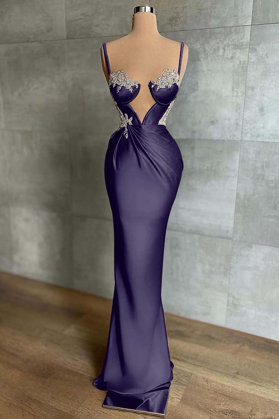 Daisda Pink Spaghetti-Strap Mermaid Prom Dress Sleeveless