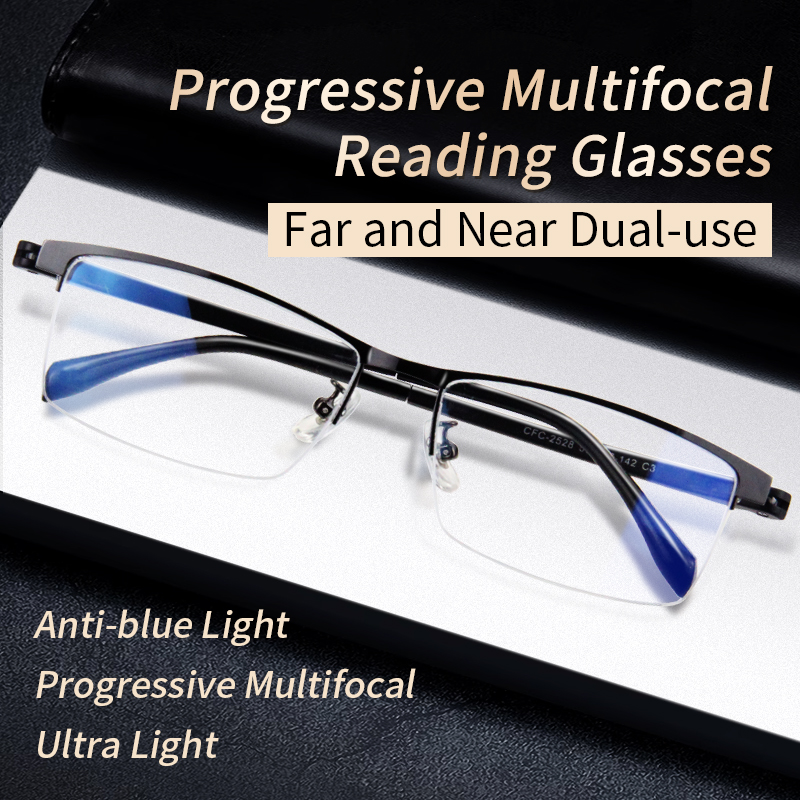 Progressive Multifocus Reading Glasses Men, Blue Light Blocking ...