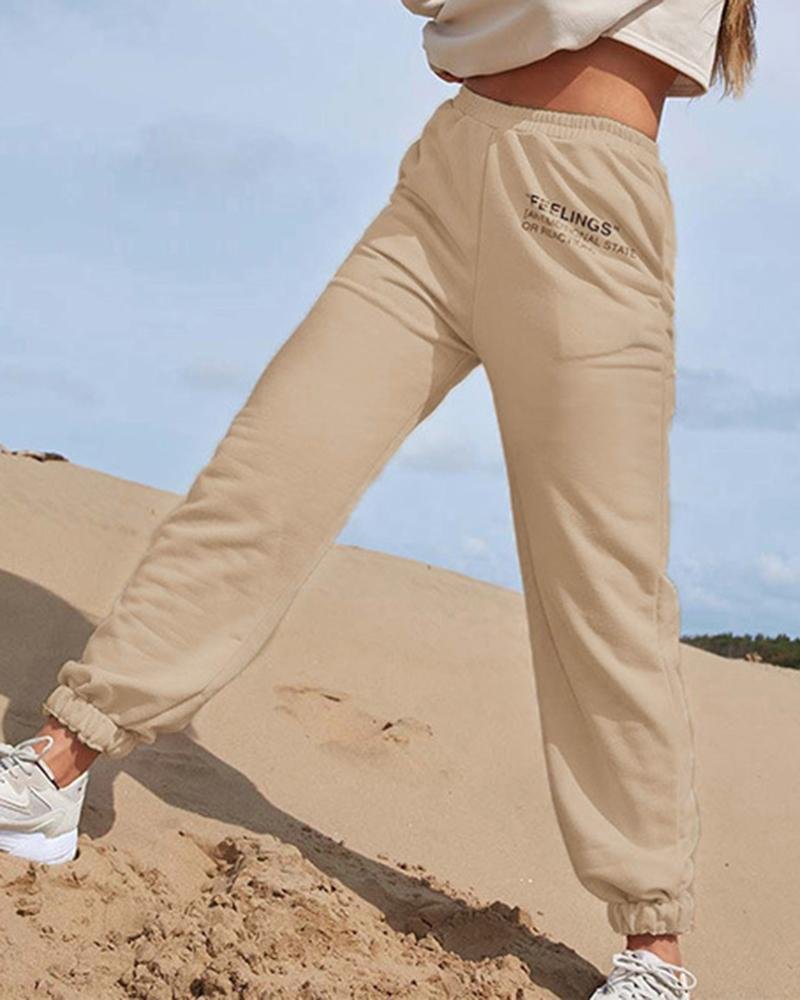Letter Print Slant Pocket Sweatpants For Women