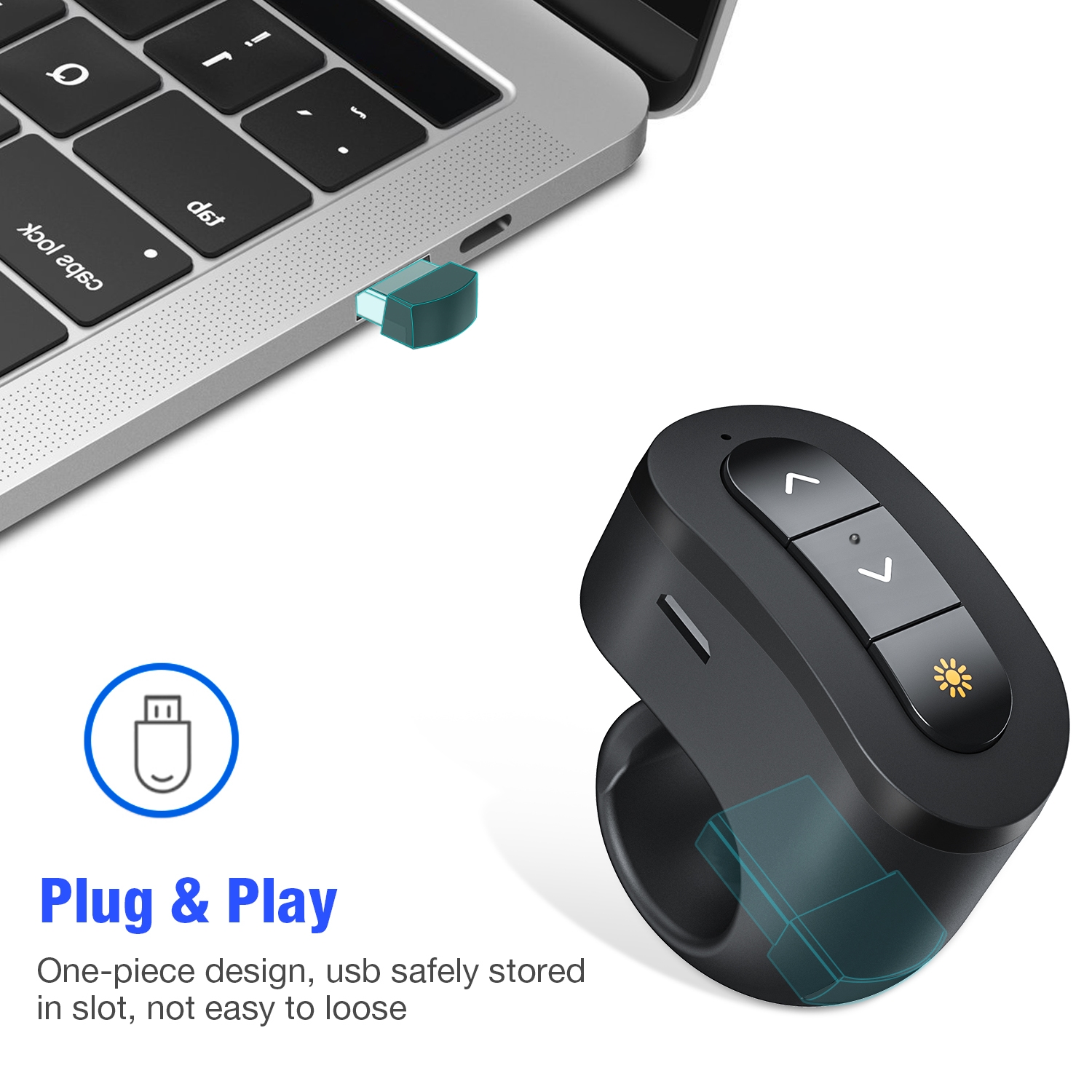 2.4GHz Wireless Presenter Rechargeable Finger Ring With Red Laser ...