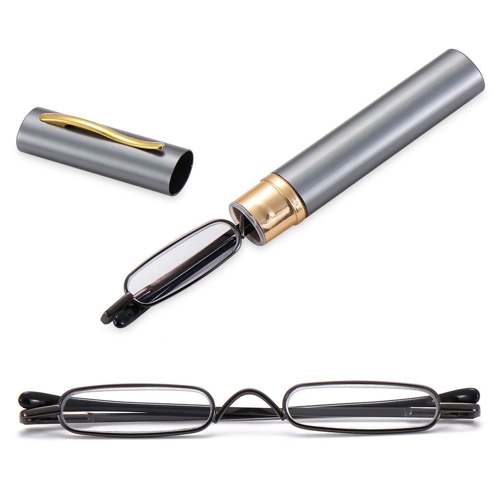 Mini Small Reading Glasses With Case Women Men Portable Slim Metal Pen ...
