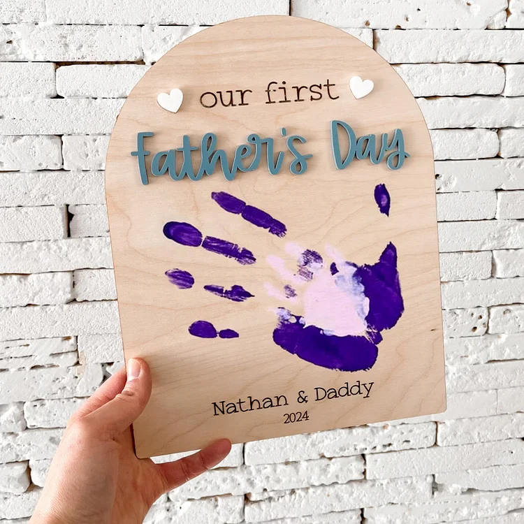 DIY craft our first Father's Day Handprint/footprint keepsake sign