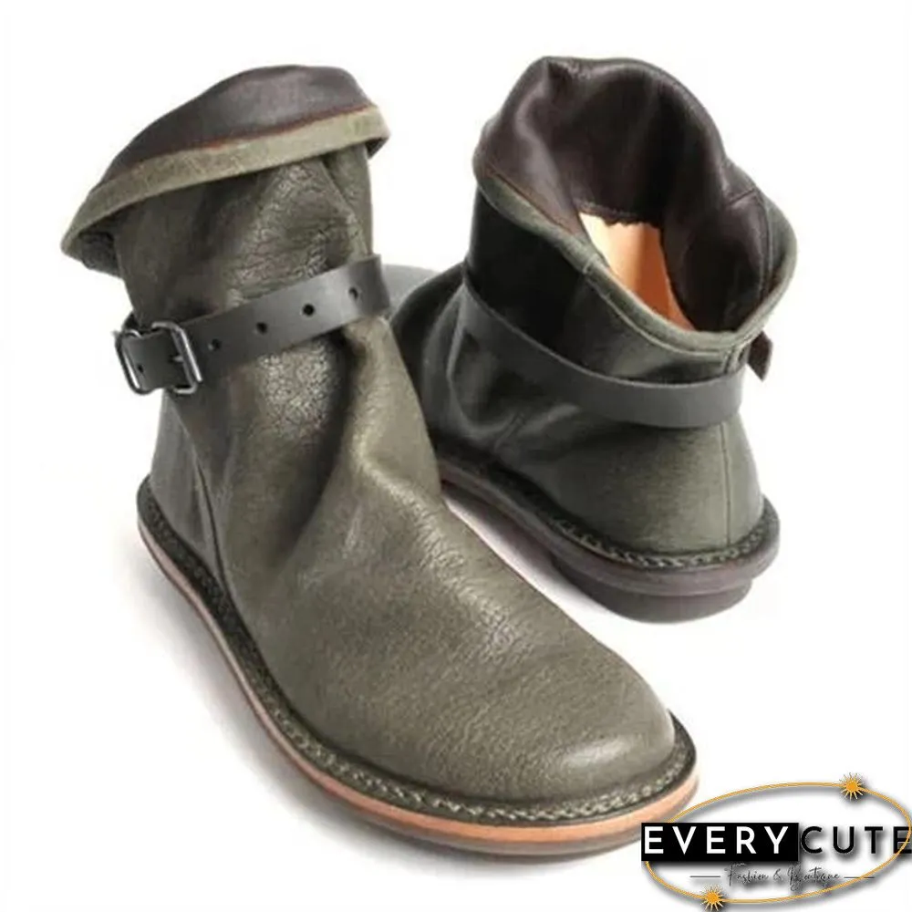 Plus Size Round Toe Solid Boots | DealWithYou