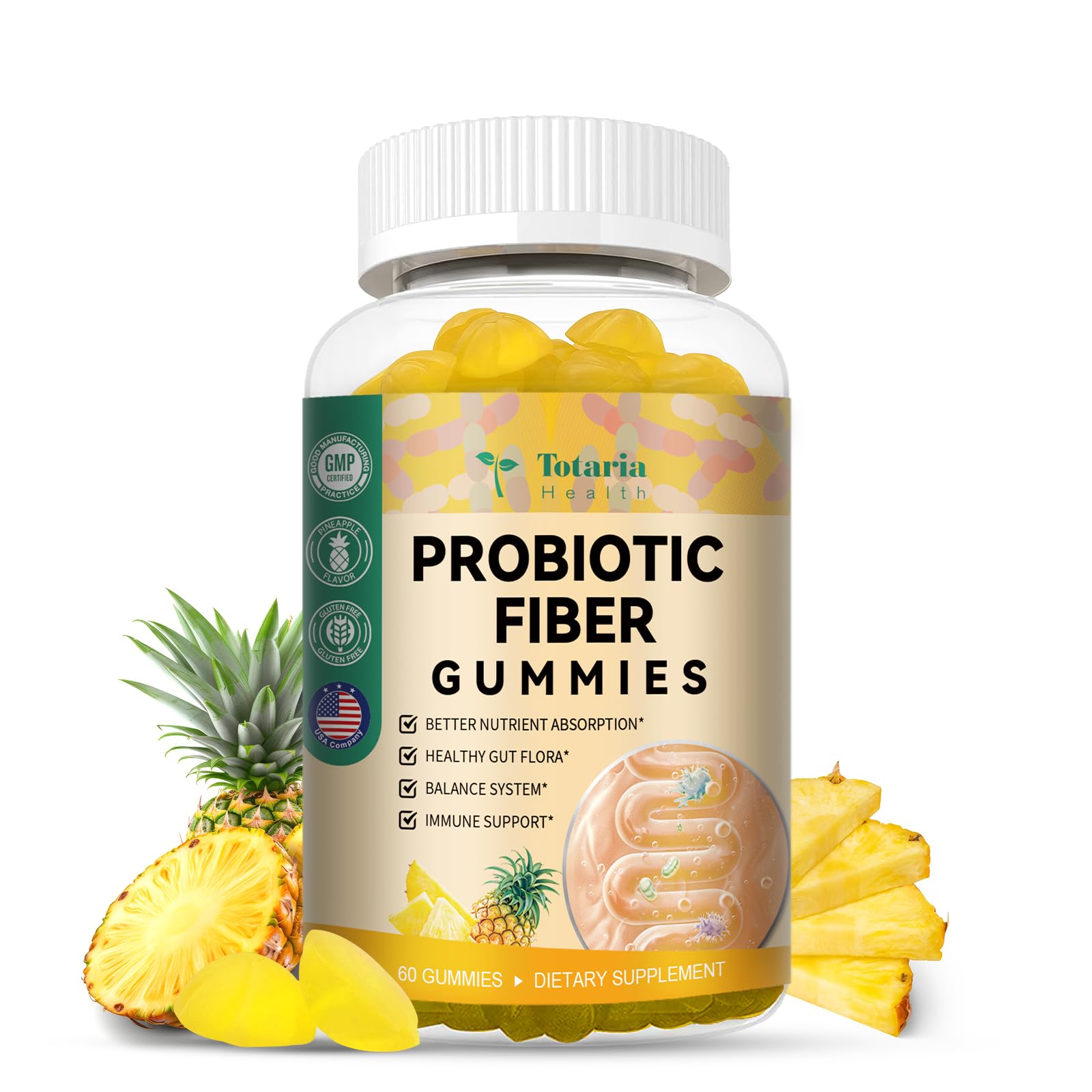 9-in-1 Probiotic Fiber Gummies for Adults Teens 16G Fiber per Serving ...