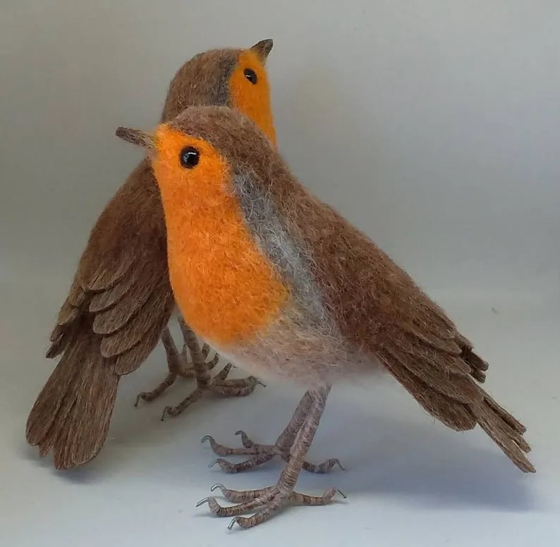 Handmade Needle-Felted Wool Birds