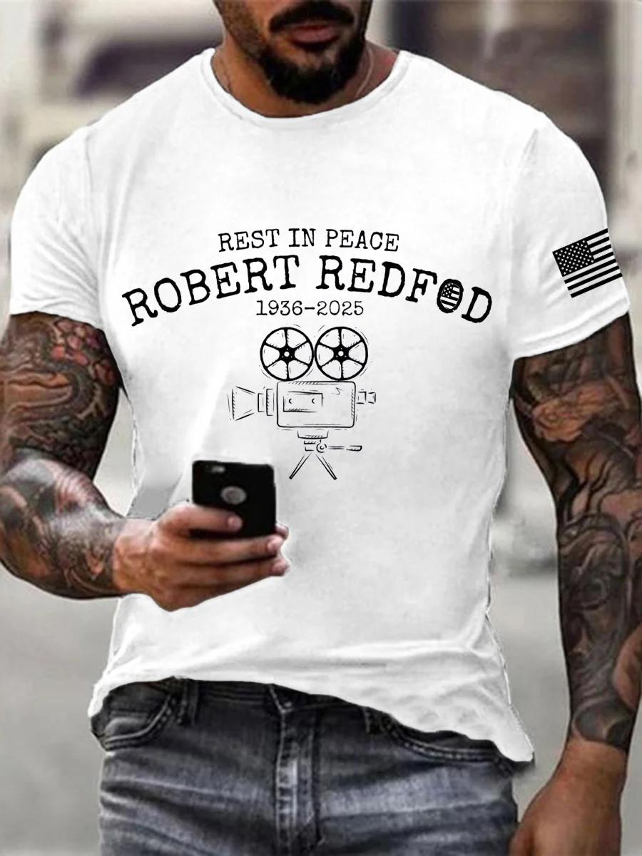 Men's Rest in Peace Robert Redford Printed T-shirt