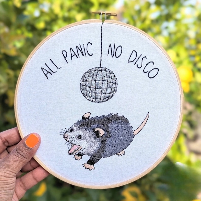 Cute Screaming Opossum Anxiety Embroidery kit