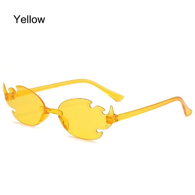 NEW Fshion Fire Flame Sunglasses for Women Trendy Rimless Sunglasses ...