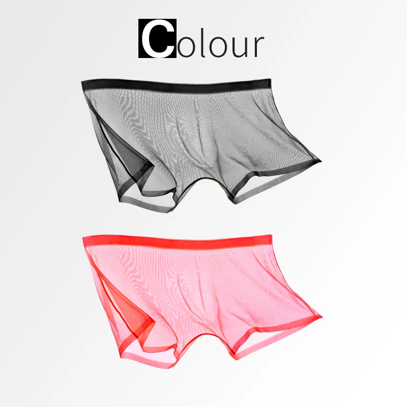 Ice Silk Sexy Mesh Full Transparent Boxer Shorts