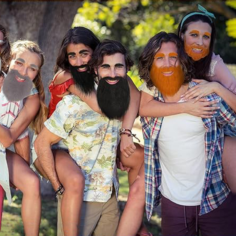 Realistic Fake Beard for Parties & Halloween | White Santa Beard | Black Party Beard | Flannel ...