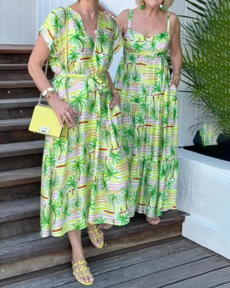 Palm Tree Print Dress