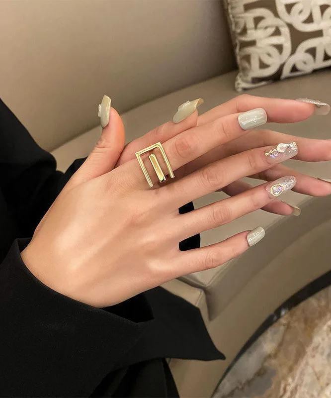 Original Design Gold Stainless Steel Open Rings