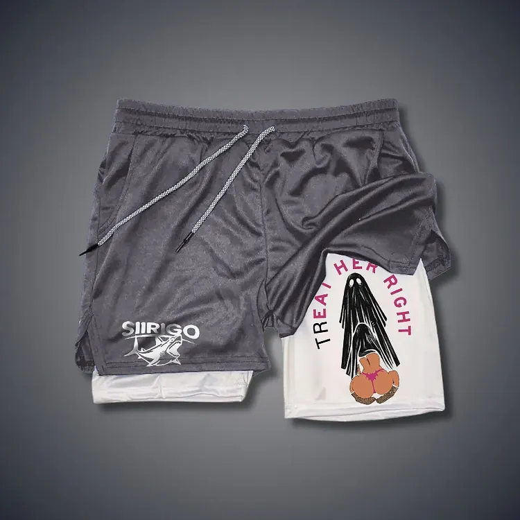 TREAT HER RIGHT Sexy Lady Ghost Graphic Print GYM PERFORMANCE SHORTS ...