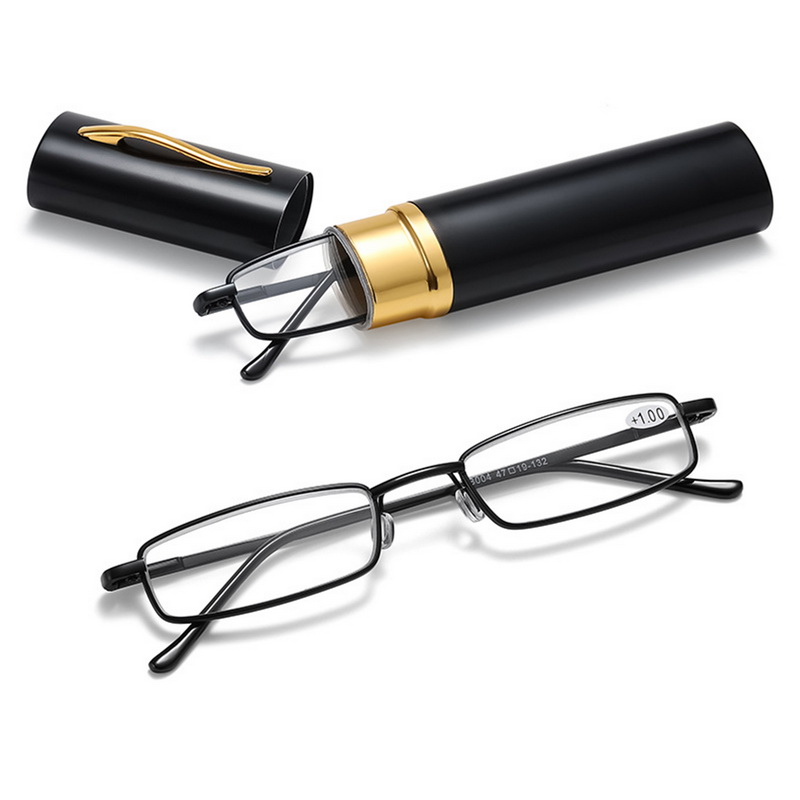 Elegant Portable Mini Reading Glasses Small Metal Rectangle Frame Ultra ...