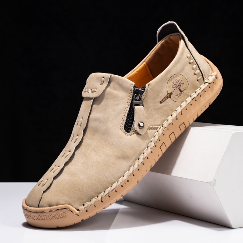 Arkget Shoes | Men's Handmade Leather Casual Zipper Slip-On Loafers ...