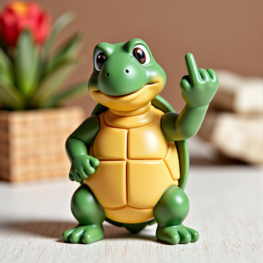 5-Piece Middle-Finger Turtle Figurine Set