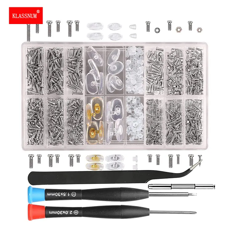 KLASSNUM Eyeglass Screws And Nuts Set Optical Glasses Repair Kit ...