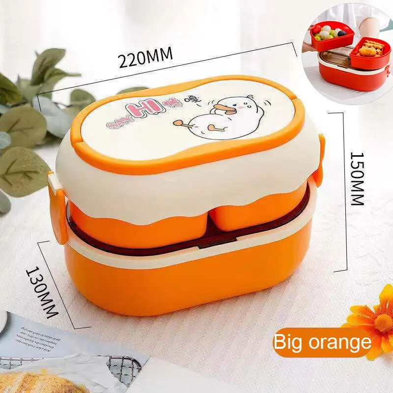 Nigikala Kawaii Lunch Box Double Student Bento Box Microwave Boxes Food ...