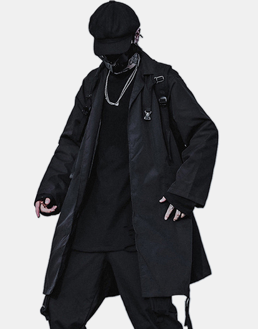 Dark Hip Hop Solid Color Lapel Coat