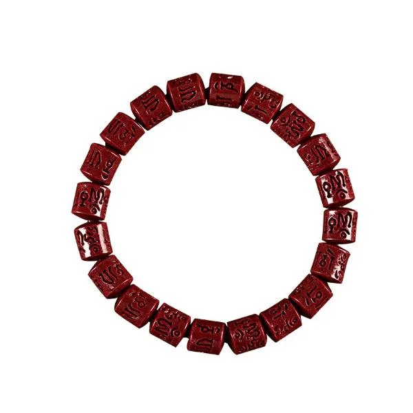 Natural Cinnabar Six Character Truth Lucky Bracelet