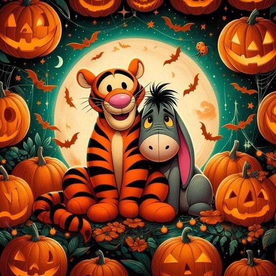 Donkey and Tigger (velvet cloth) AB drill full round/square diamond ...