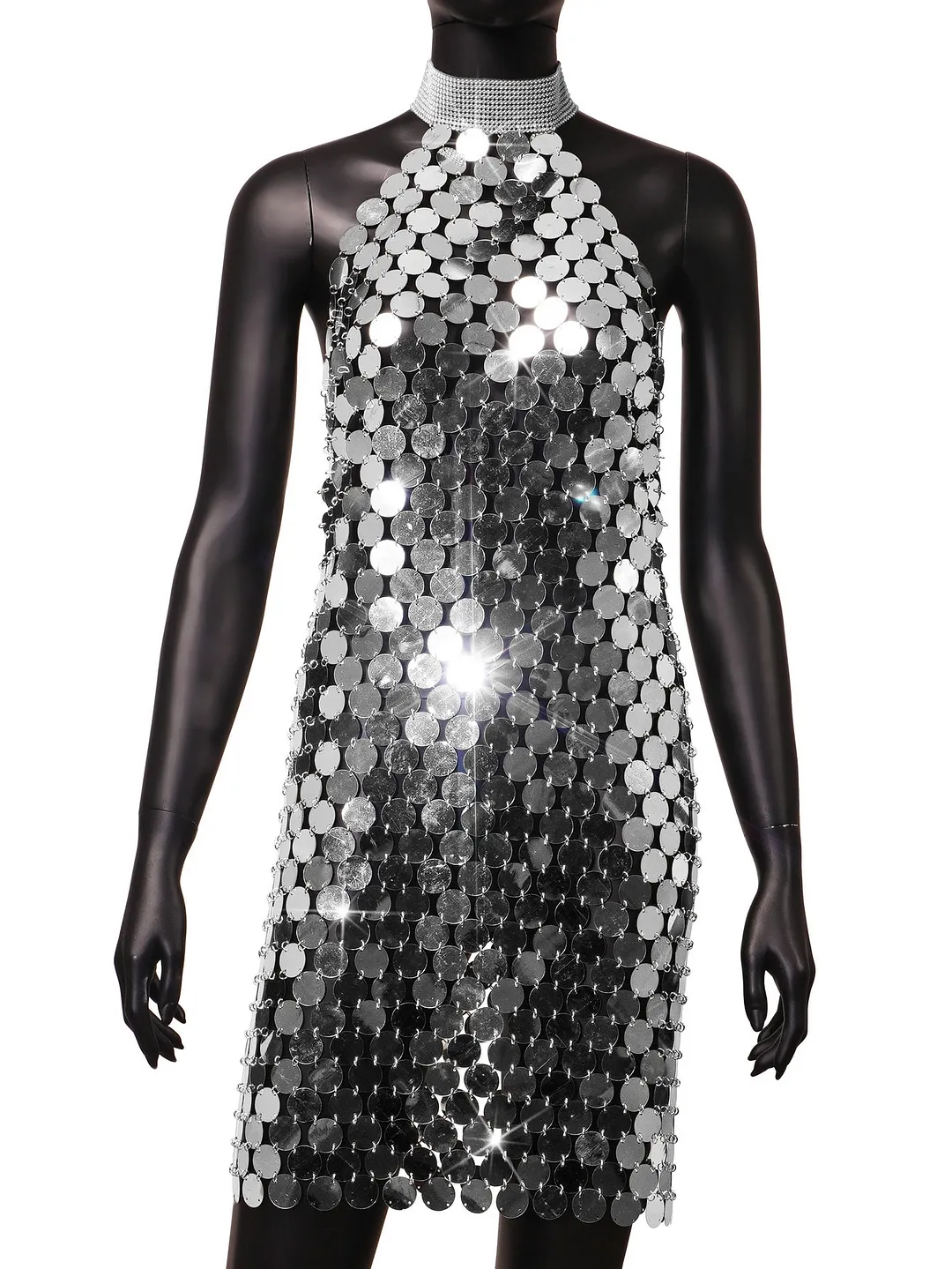 Uaang see through metal sequin summer dress women 2022 backless ...