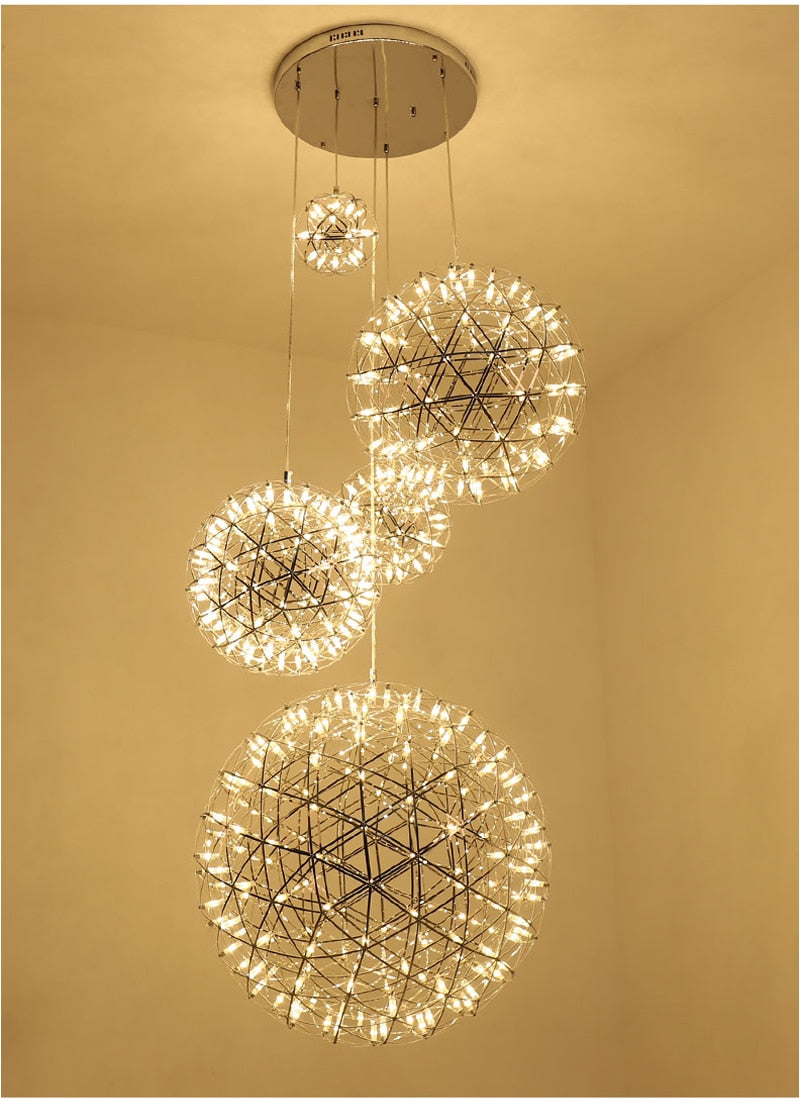 Modern Loft Spark Ball LED Pendant Light Firework Stainless Steel ...