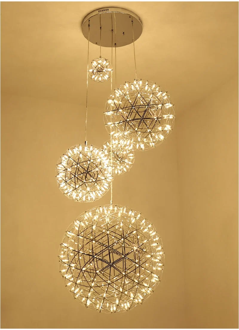 Modern Loft Spark Ball LED Pendant Light Firework Stainless Steel ...