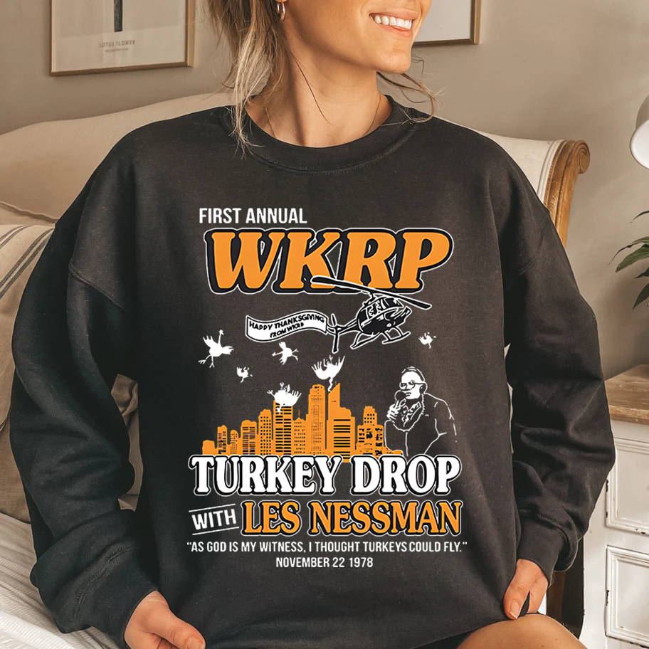 First Annual WKRP Turkey Drop Les Nessman Vintage T-Shirt, Thanksgiving ...