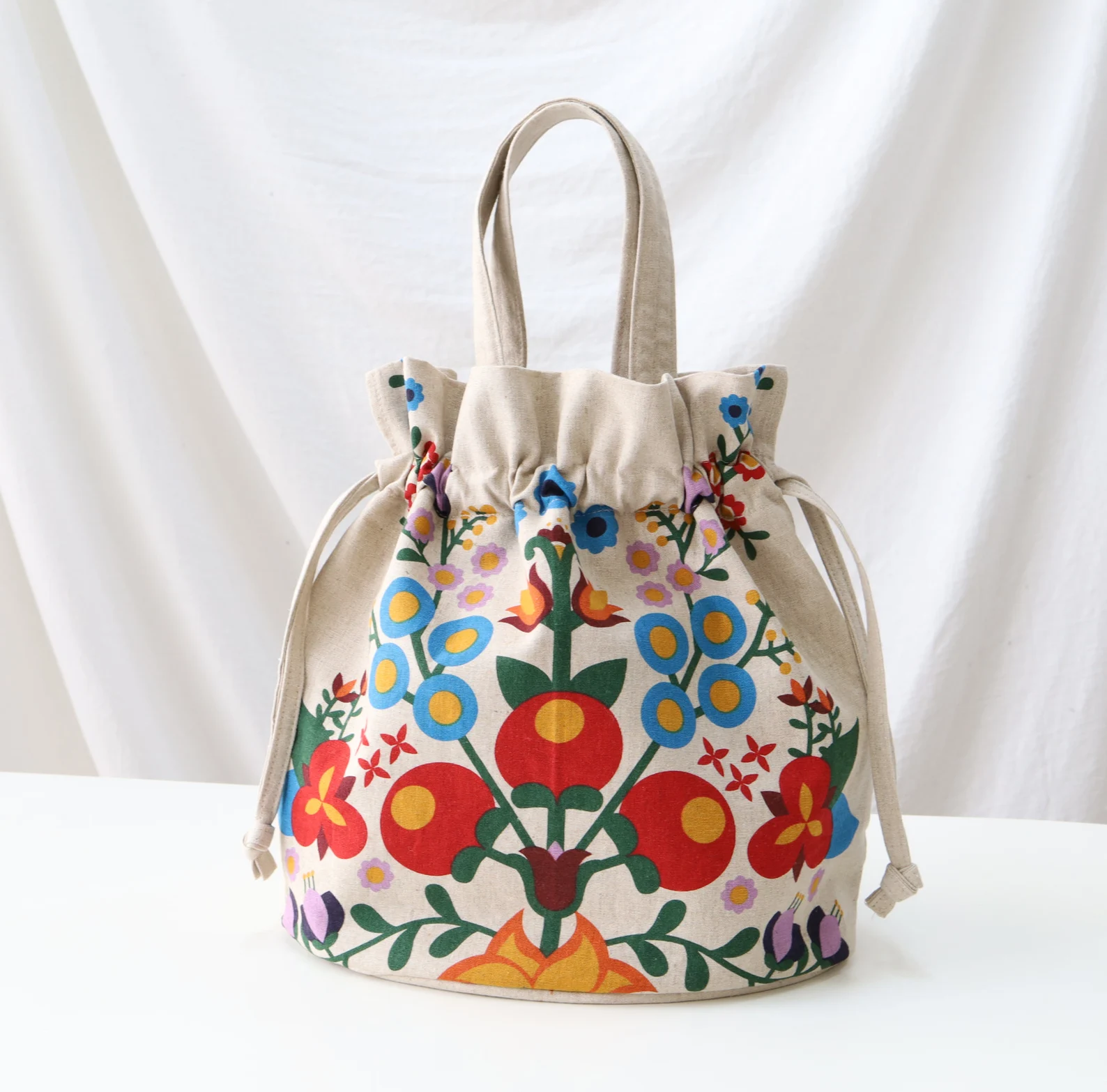 Drawstring Bucket Bag Sewing Template - With Instructions