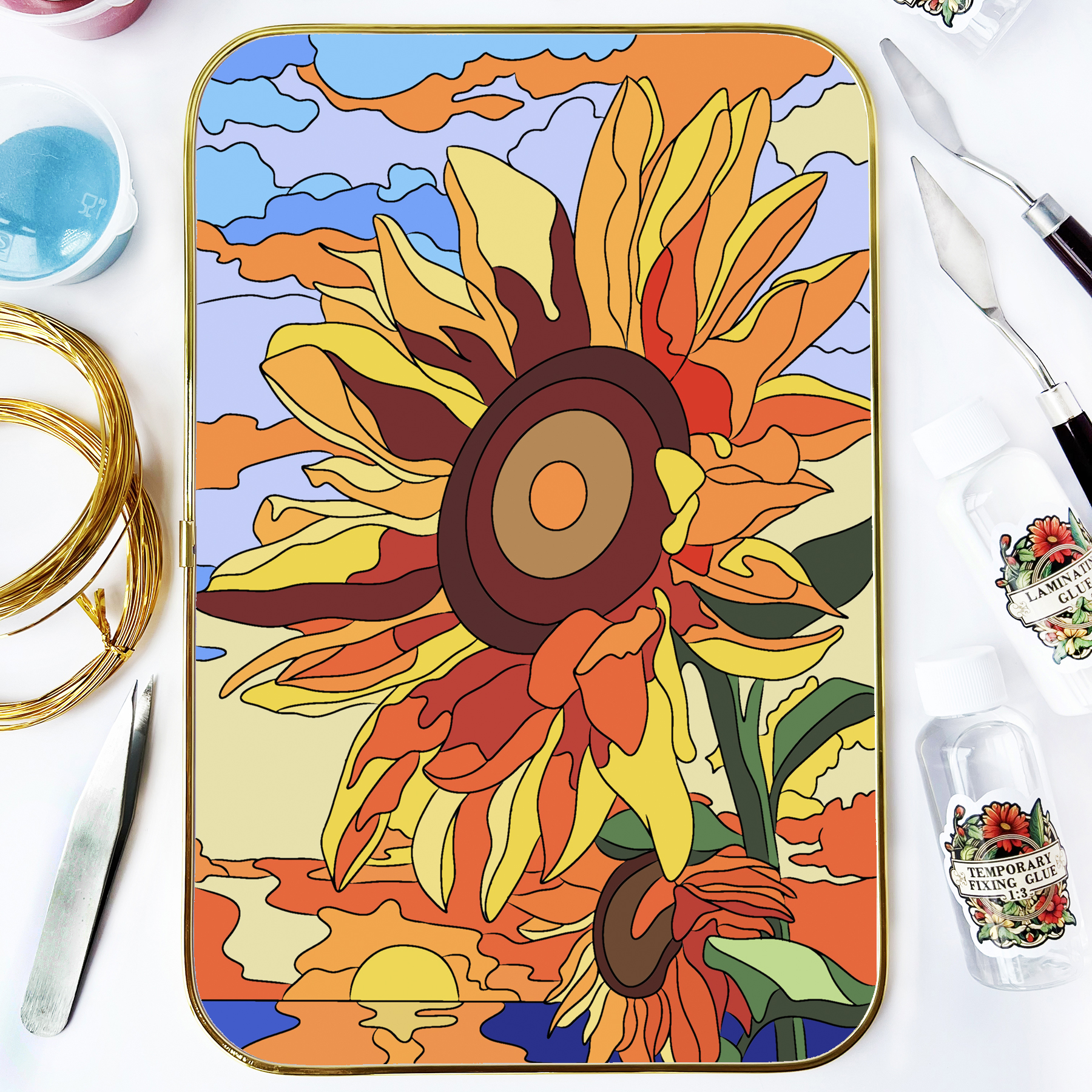 Sunset Sunflower" Cloisonne DIY Kit | Vibrant Arts and Crafts for ...