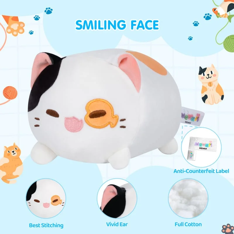 Mewaii® Fluffffy Family Spot Kitten Stuffed Animal Kawaii Plush Pillow ...