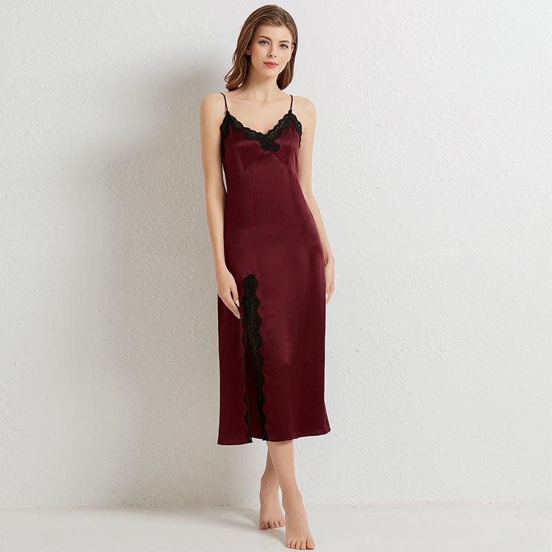 Realsilklife | 19 Momme Beautiful Design Long Silk Slip Nightgown