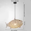 Creative Fish Pendant Lights Hand Woven Rattan Hanging Lamps Restaurant ...