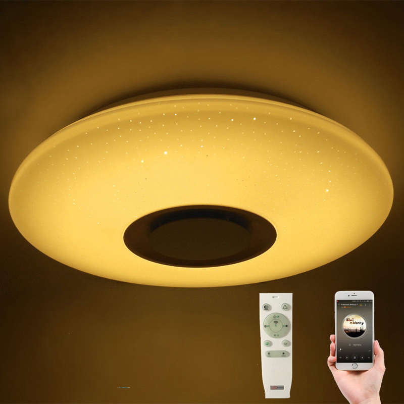 HOT Music Led Ceiling Light Lamp 60W Rgb Flush Mount Round Starlight ...