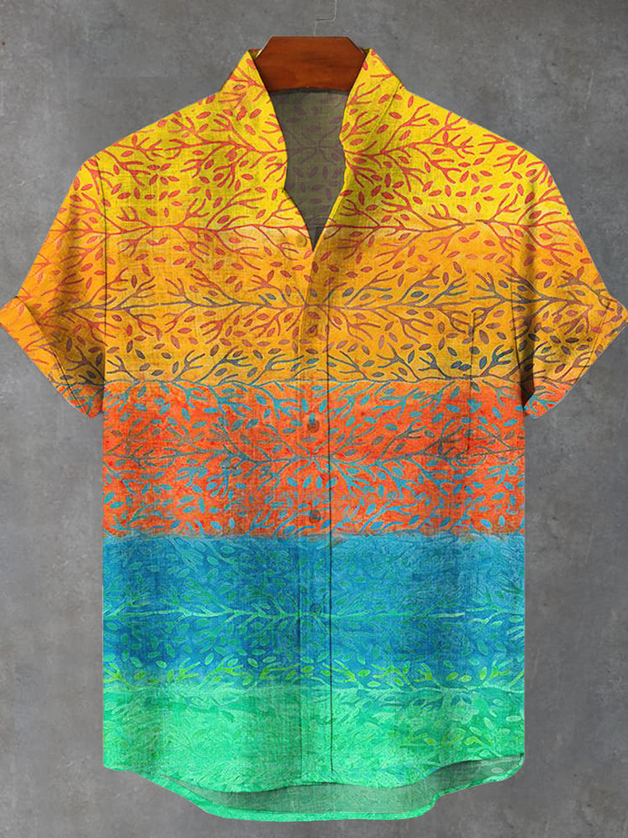 Gradient Abstract Print Casual Shirt
