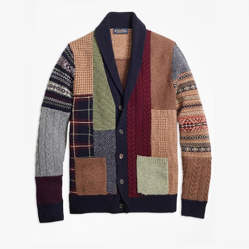 Men's Vintage Colorblock Sweater Knit Cardigan