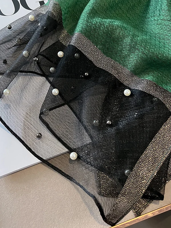 Sun-Protection Beaded Sheer Shawl & Scarf: Stylish UV Defense