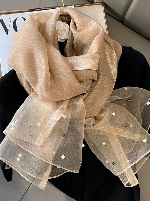 Sun-Protection Beaded Sheer Shawl & Scarf: Stylish UV Defense