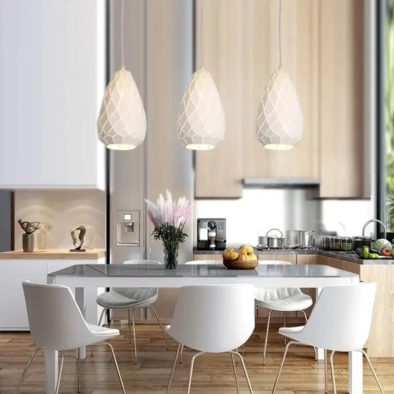 Set Of 3 Modern LED Pendant Lights Square Round Kitchen Island LED ...