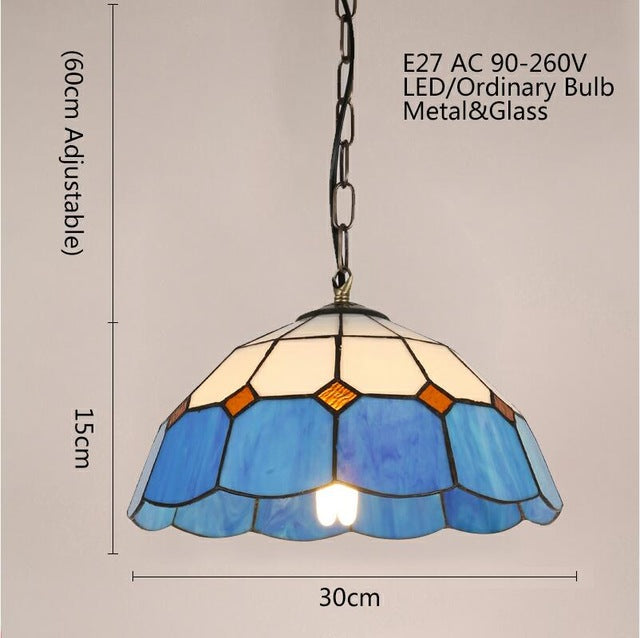 Pastoral Loft Modern Blue Glass Pendant Light LED E27 Art Deco Vintage ...