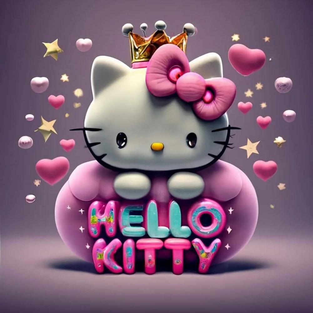 Hello Kitty (velvet cloth) AB drill full round/square diamond painting